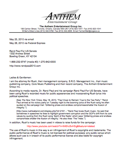 One Year Later, is Rand Paul Still Rocking to Rush? | rush vault